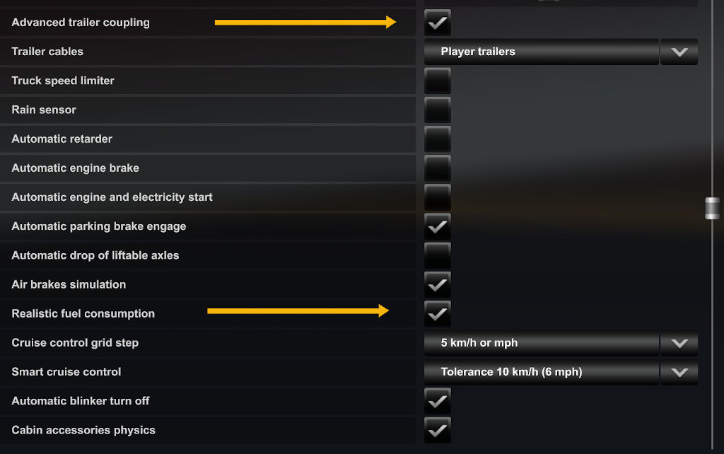 ATS Gameplay Preferences