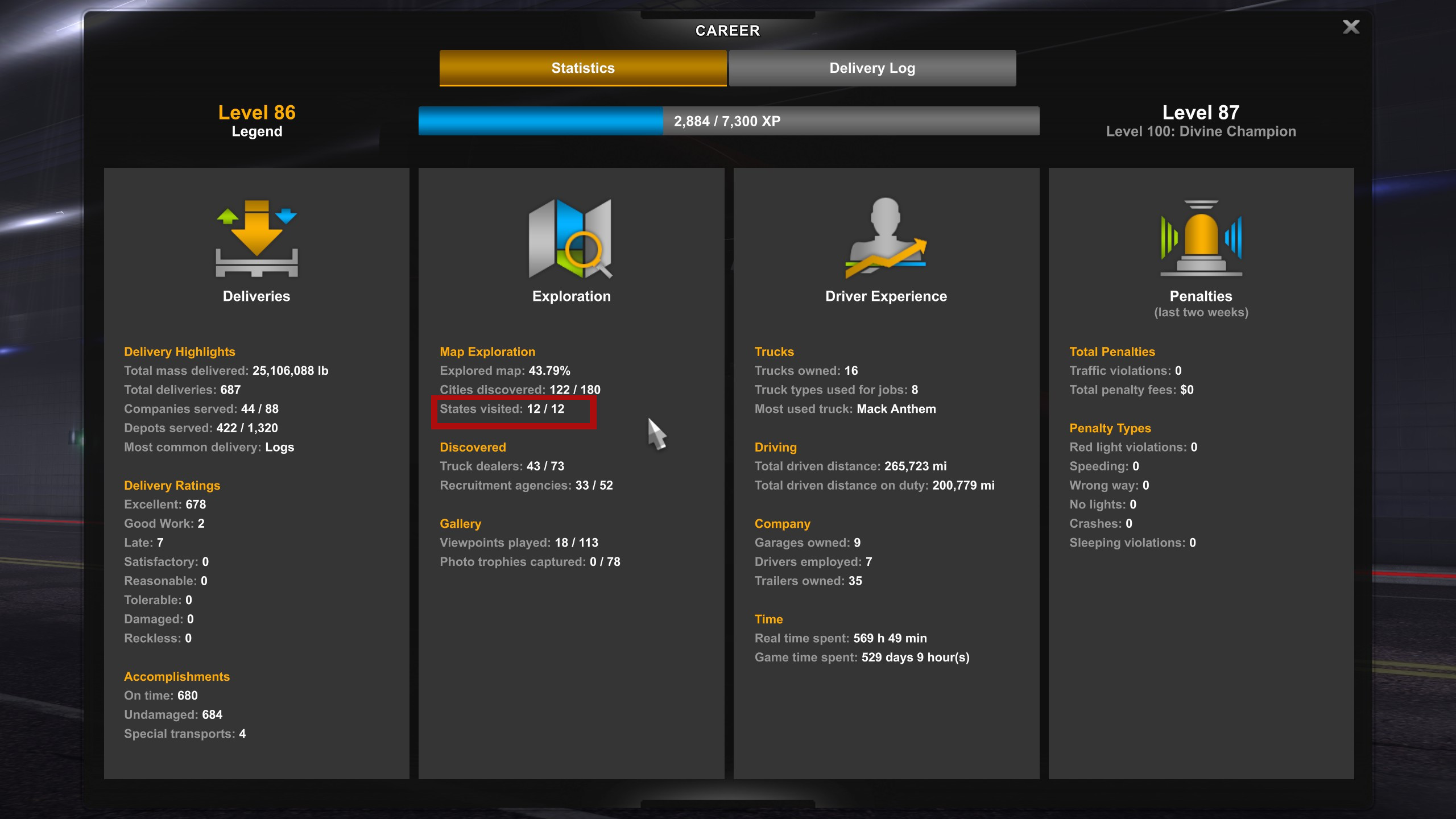 [Career Menu] loading older save before visiting all states shows ...